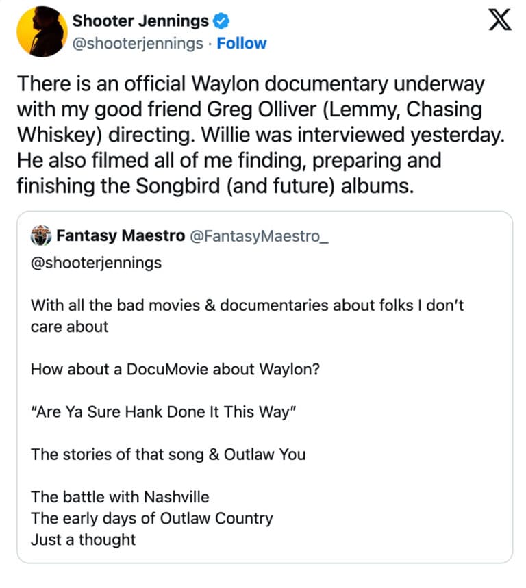 Shooter Jennings Confirms Waylon Jennings Documentary With Rare Willie ...